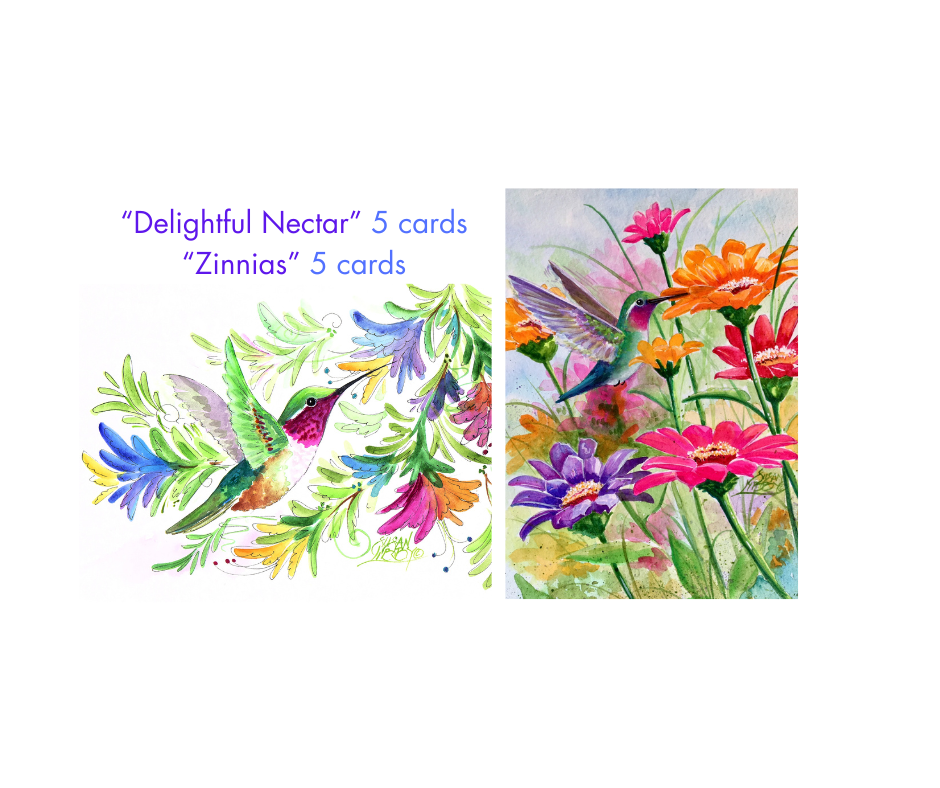Everyday Boxed Cards, TWO IMAGES: Delightful Nectar and Zinnias, (Box ...