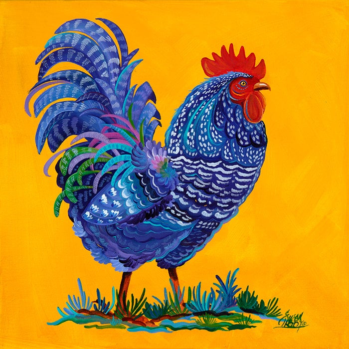 Notecards_Box of ten_ Summer Stroll rooster | Susan Libby