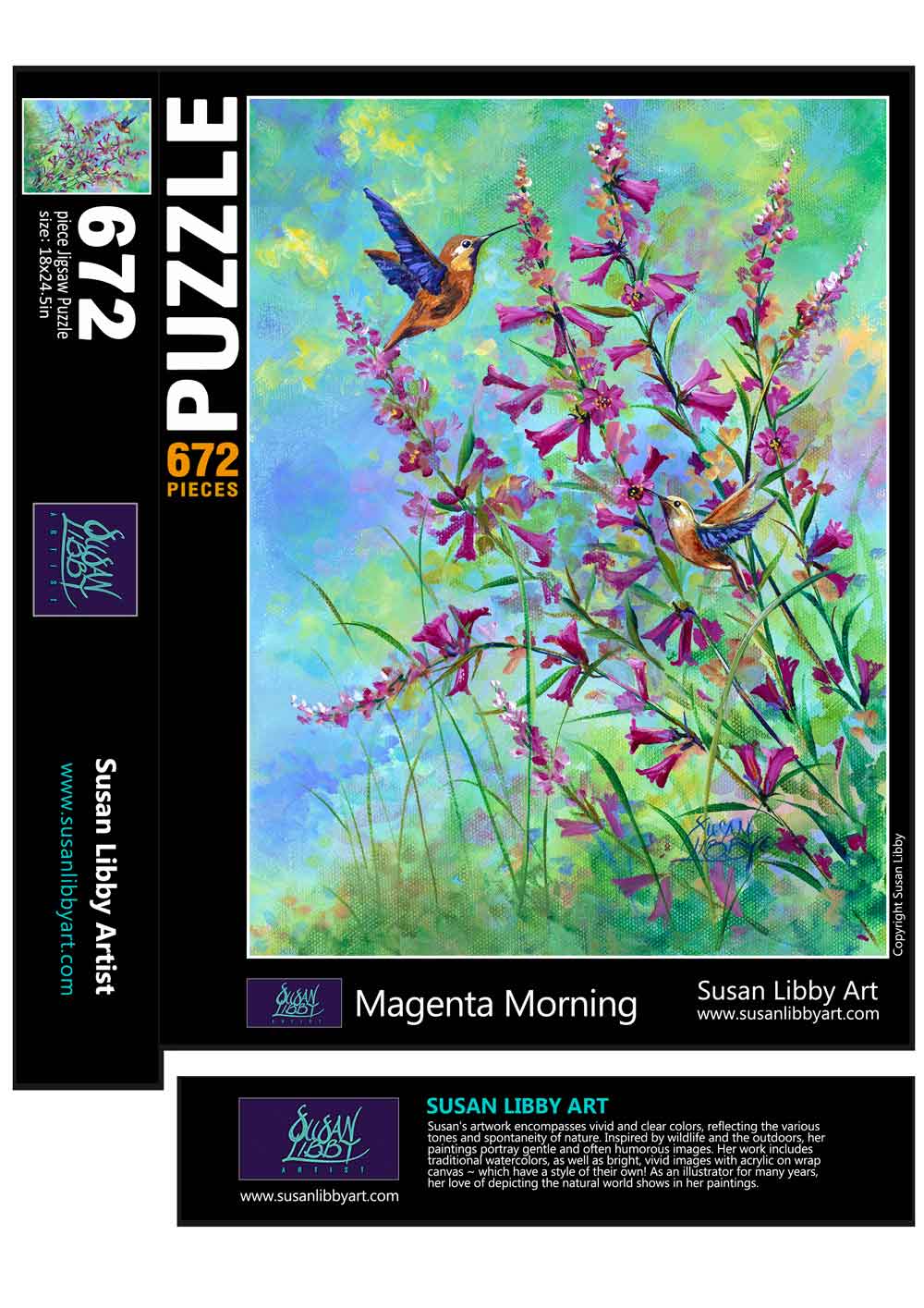 Puzzle-Magenta Morning, Hummingbirds, Flowers | Susan Libby